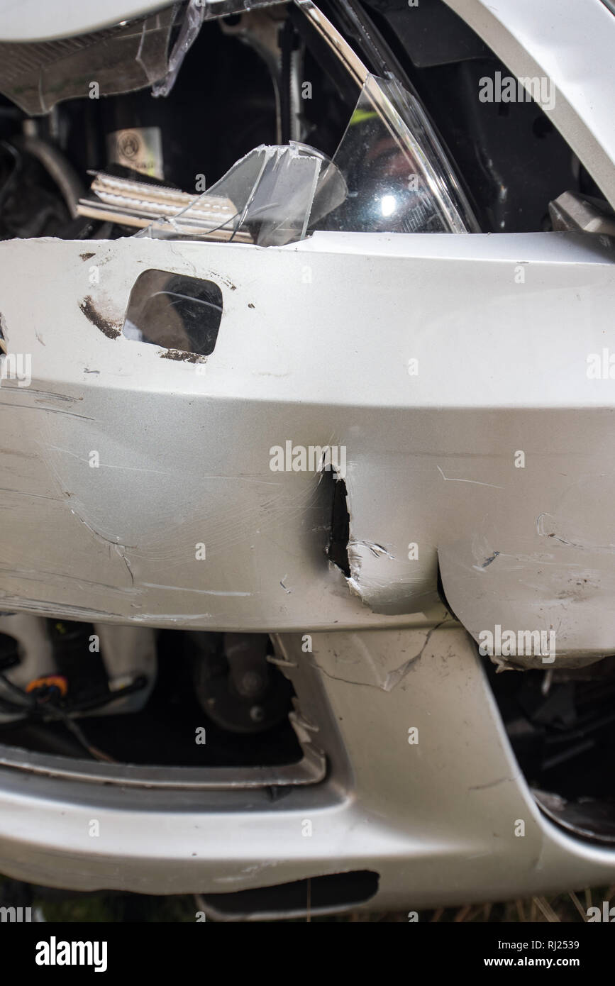 Car Crash; Damage and details after a vehicle accident Stock Photo - Alamy