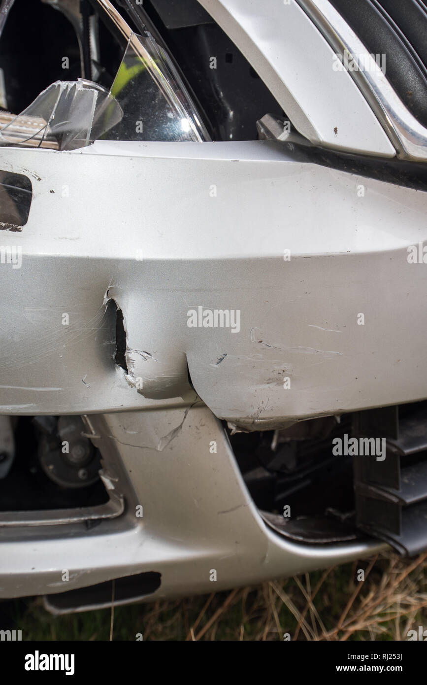 Car Crash; Damage and details after a vehicle accident Stock Photo - Alamy