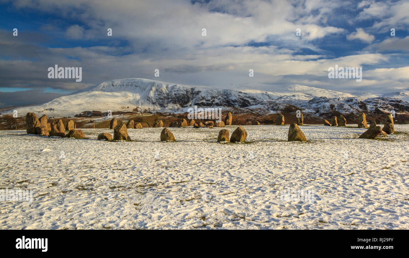 Castlerigg Stone Circle in Snow, Cumbria, England Stock Photo - Alamy