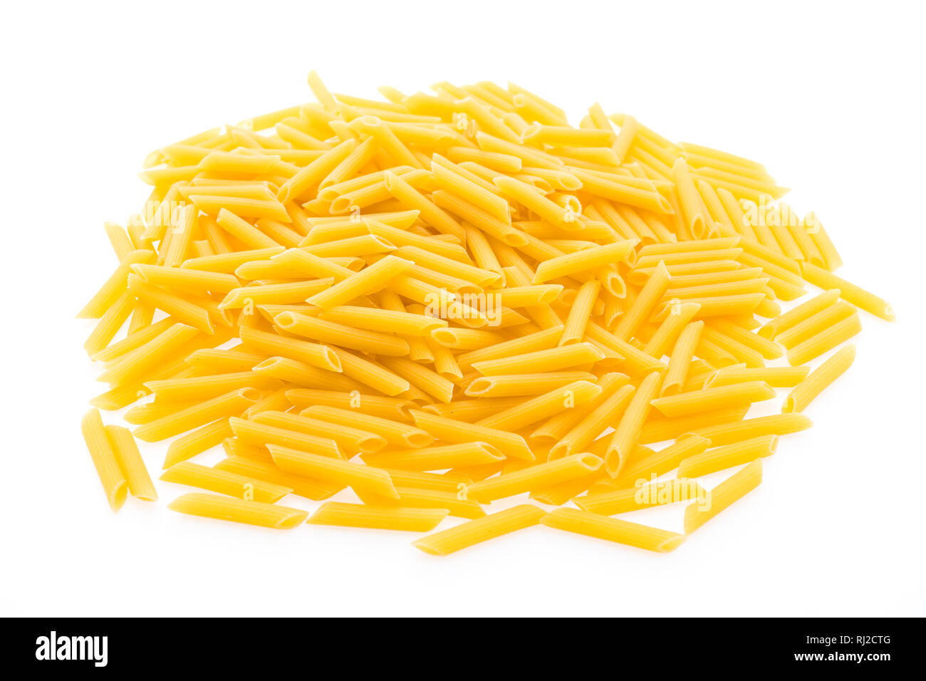 Yellow dry pasta and spaghetti for italian food ingredient isolated on ...