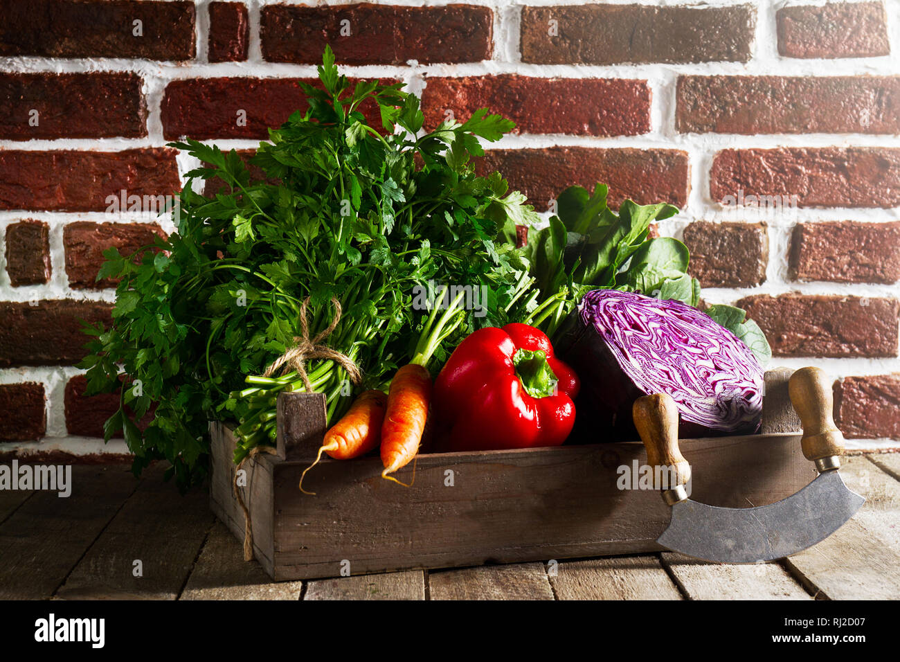 Food Vegetable Colorful Background. Tasty Fresh Vegetables in Wooden ...