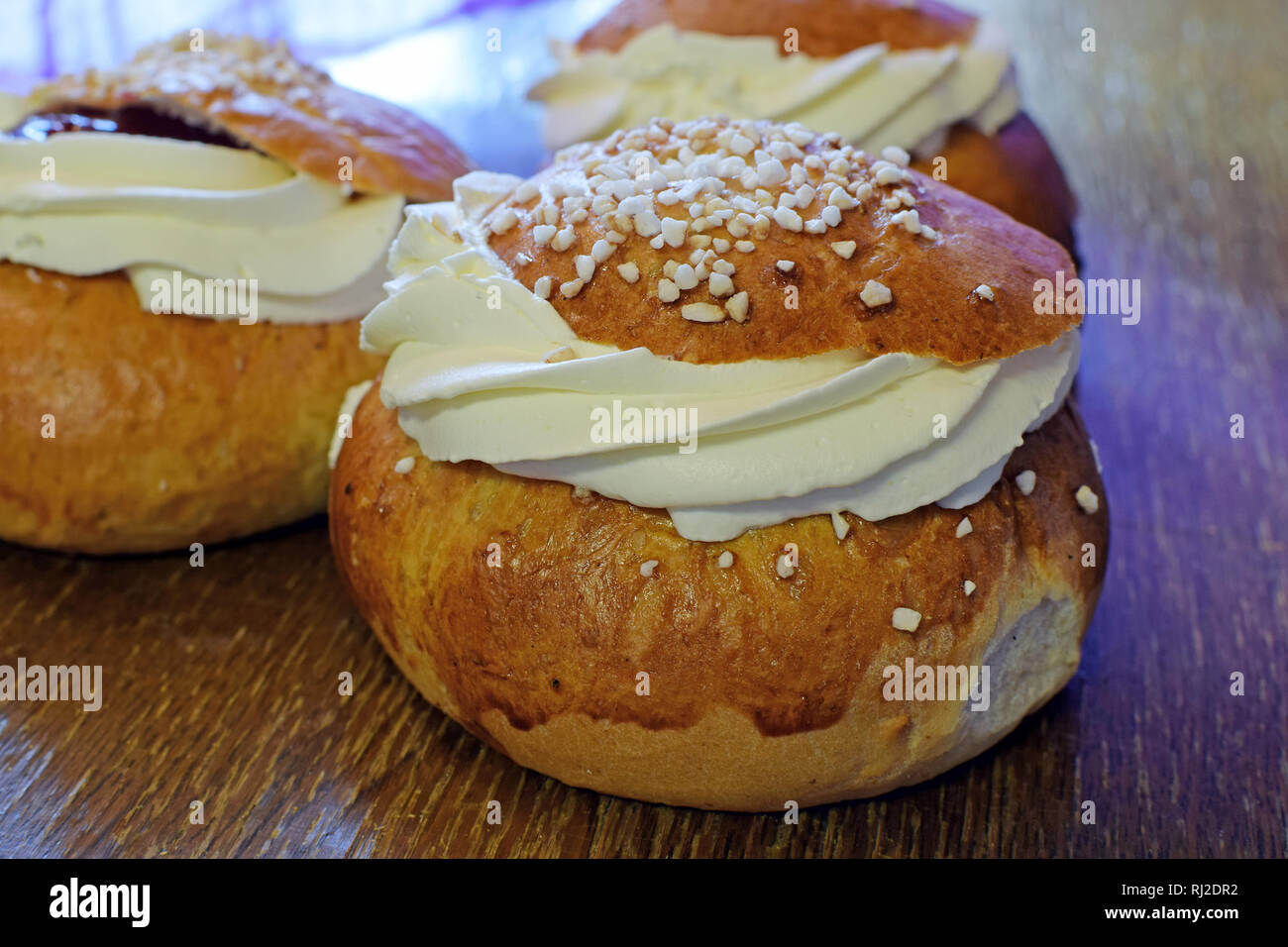 Semla (Swedish) or laskiaispulla (Finnish) is a traditional sweet roll ...