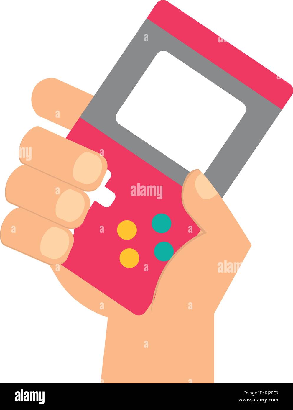 hand holding portable console video game Stock Vector Image & Art - Alamy
