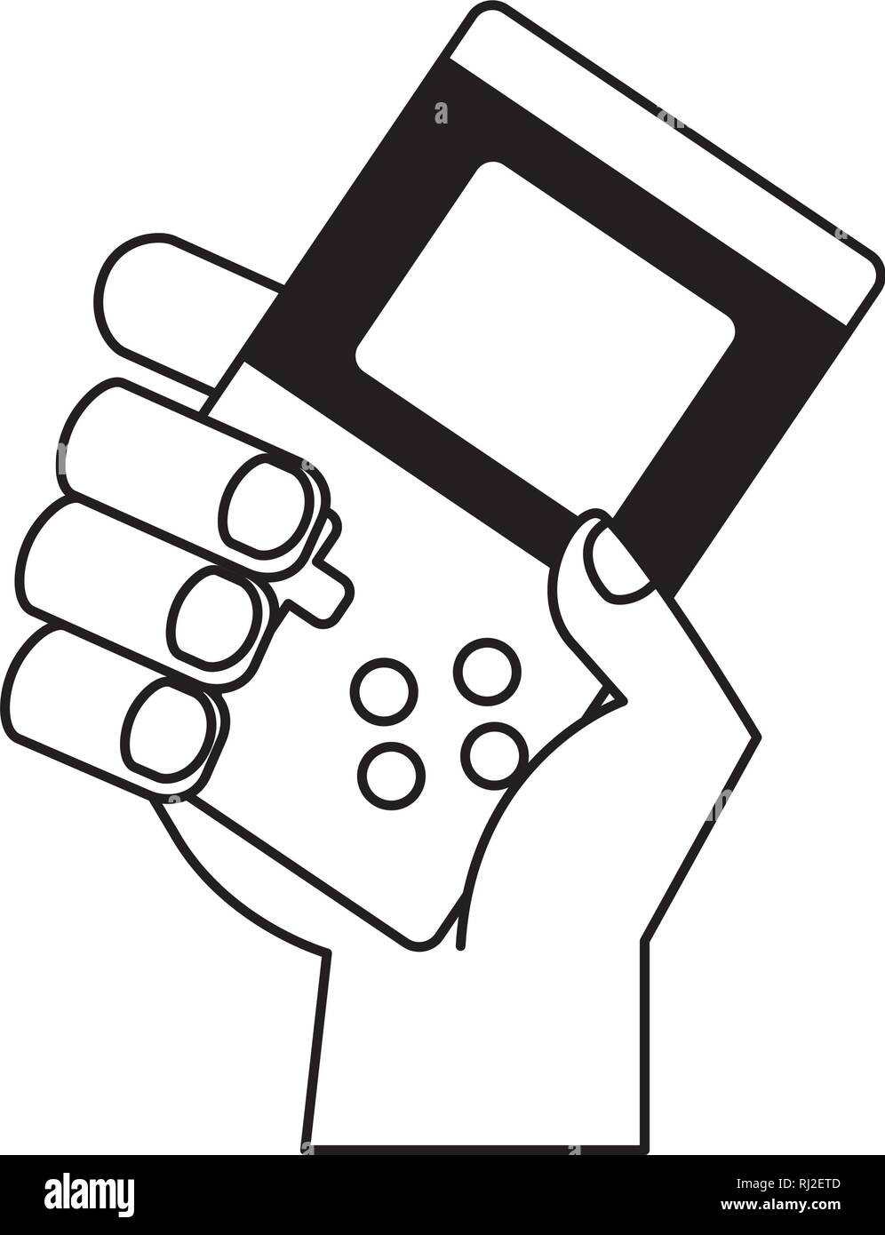 hand holding portable console video game Stock Vector Image & Art - Alamy