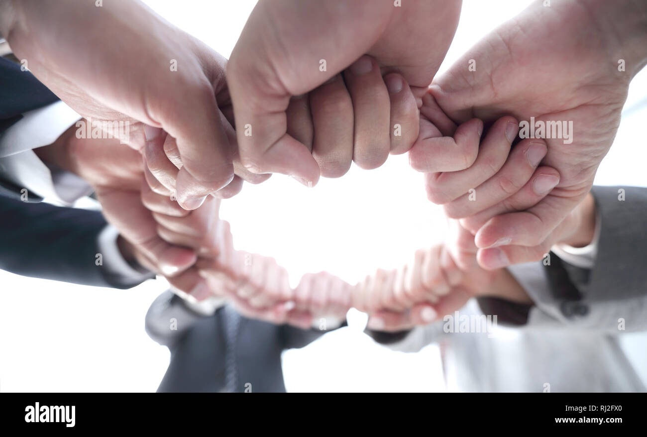 group of people joined their hands Stock Photo - Alamy