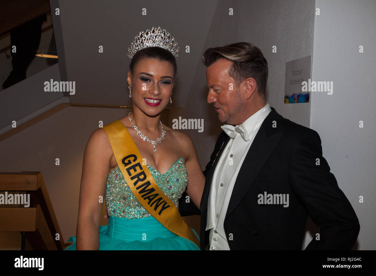DRESDEN, GERMANY - FEBRUARY 01, 2019: Miss Grand Germany and Sandro ...
