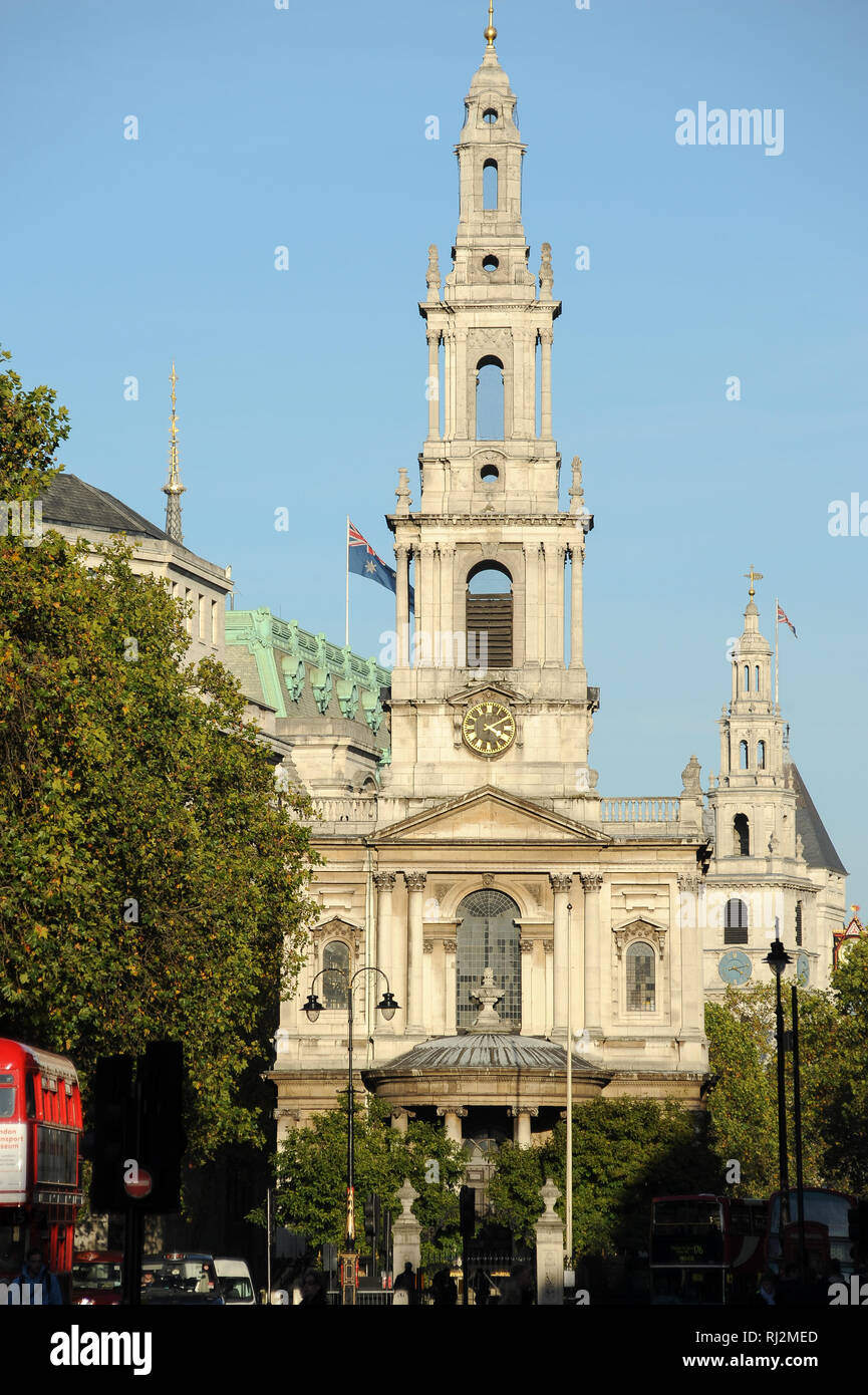 Baroque St Mary le Strand built 1723 by James Gibbs on Strand in London ...