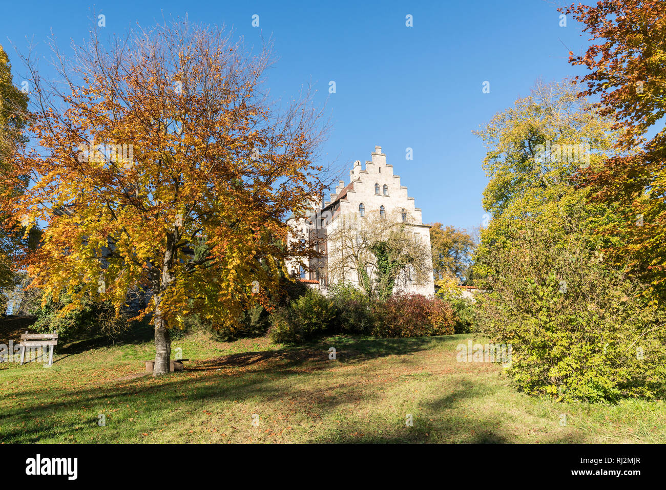 Facade and gardens of Lichtenstein castle. Lichtenstein, Baden ...