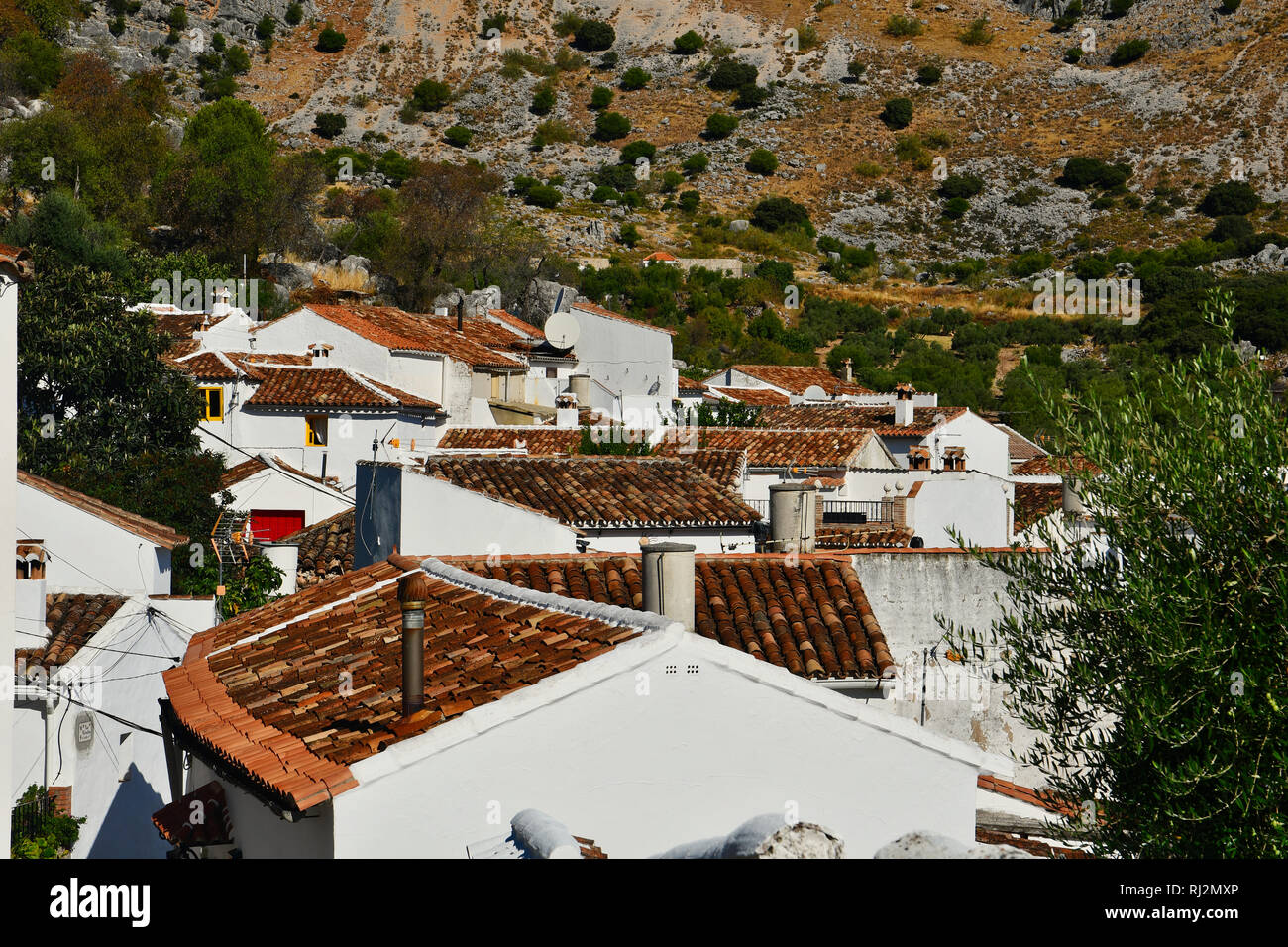 Spanish white village rooftops Stock Photo - Alamy