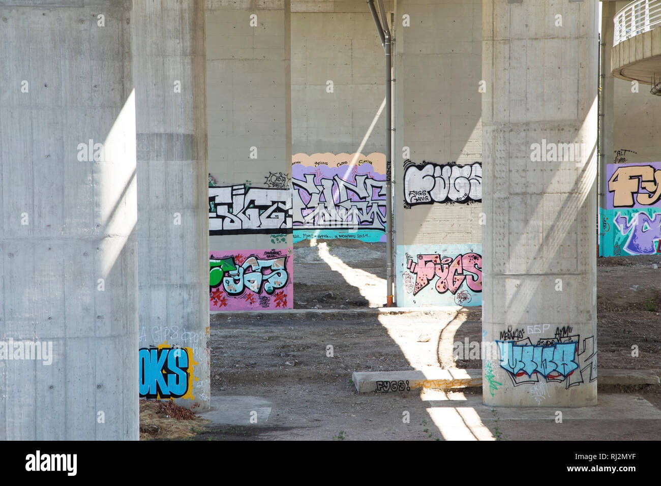 Graffiti under the overpass Stock Photo - Alamy