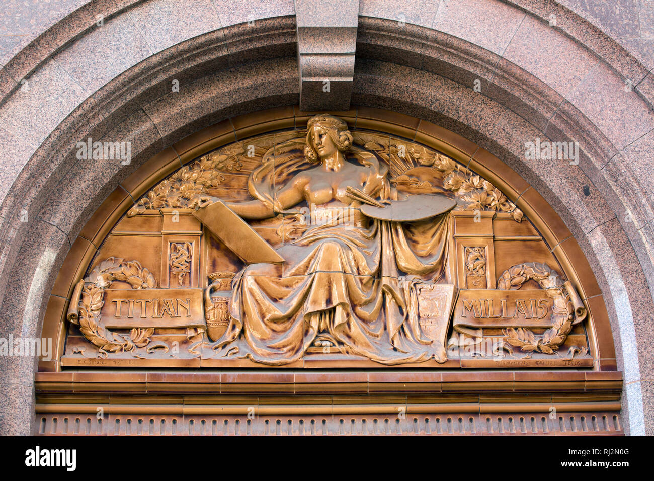 decoration inset at street level to the Midland Hotel Stock Photo - Alamy
