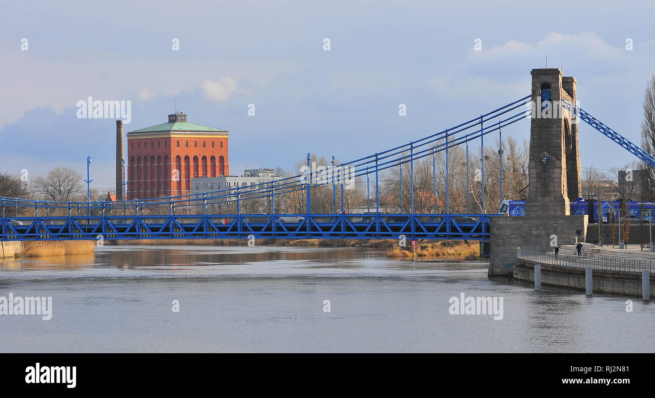 Wroclaw, Poland, Grunwald bridge (most grunwaldzki) over Odra river ...