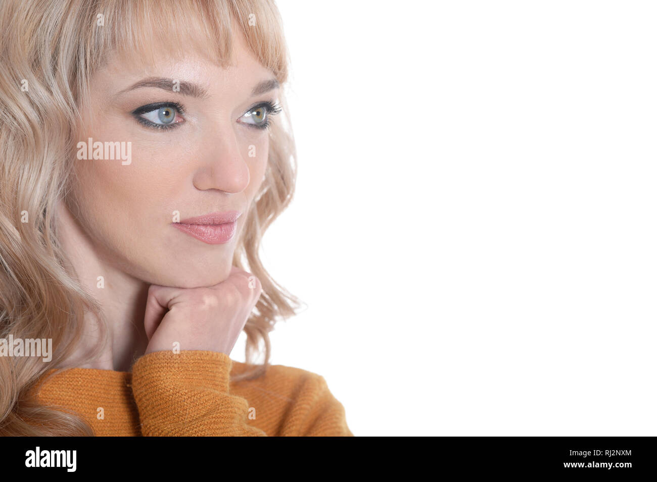 Sad woman on white background hi-res stock photography and images - Alamy
