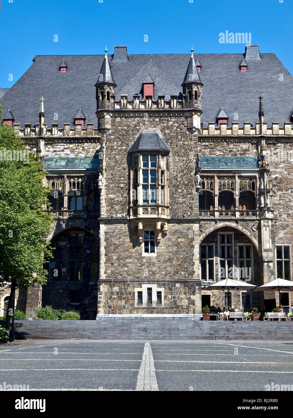 Historic city hall of Aachen in Germany with blue sky Stock Photo - Alamy
