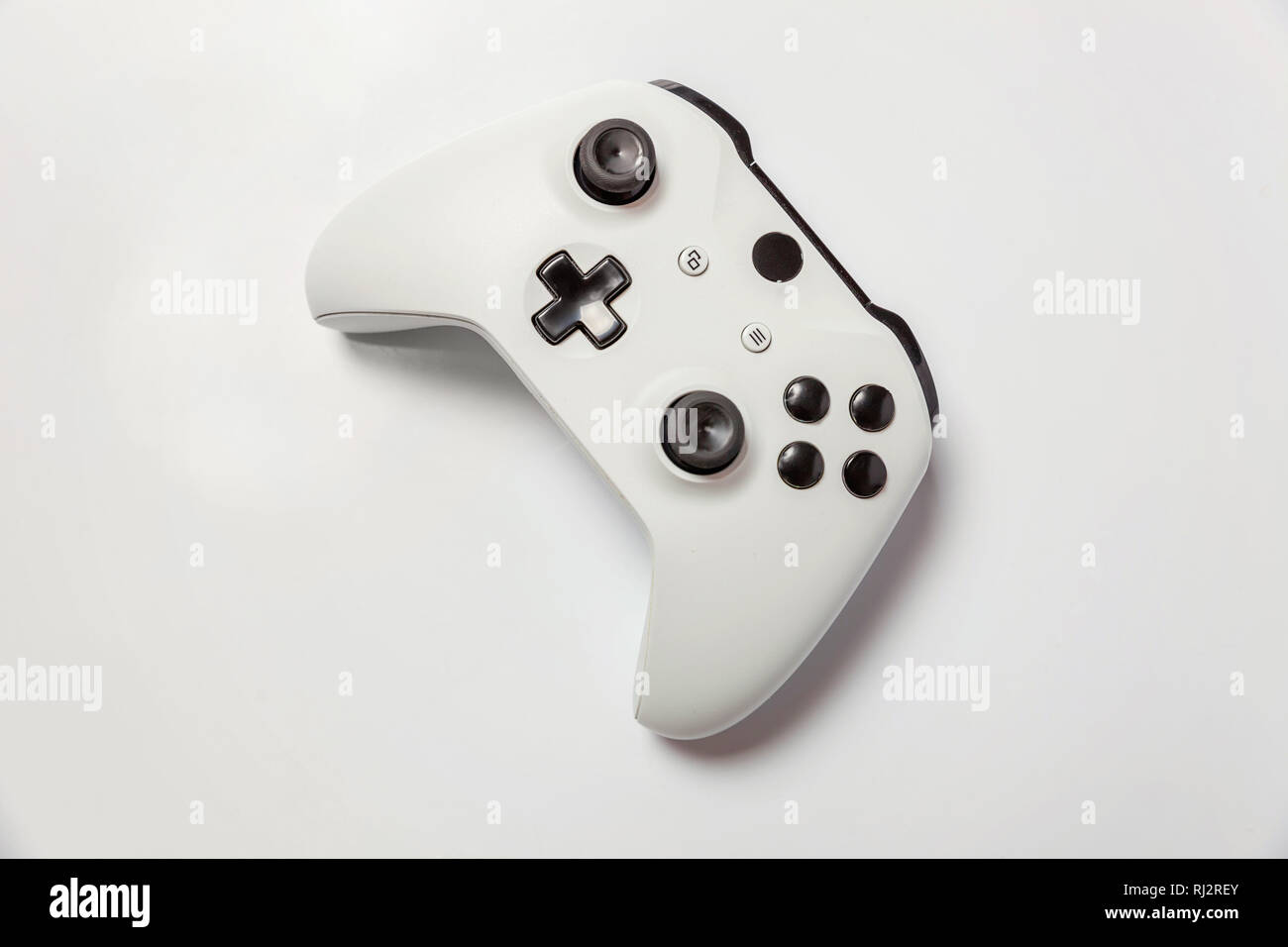 White joystick gamepad, game console isolated on white background ...