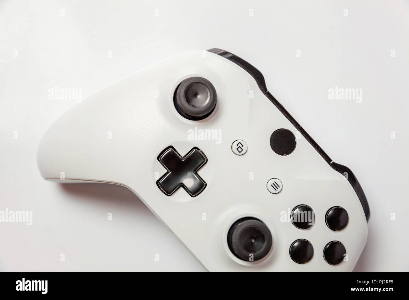 White joystick gamepad, game console isolated on white background ...