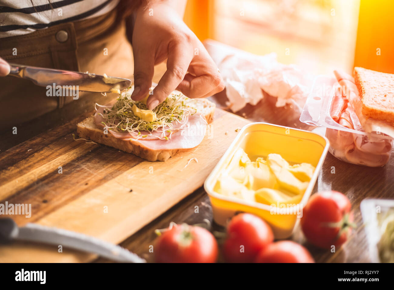 Girl Making Breakfast In Kitchen nice shot! Stock Photo - Alamy