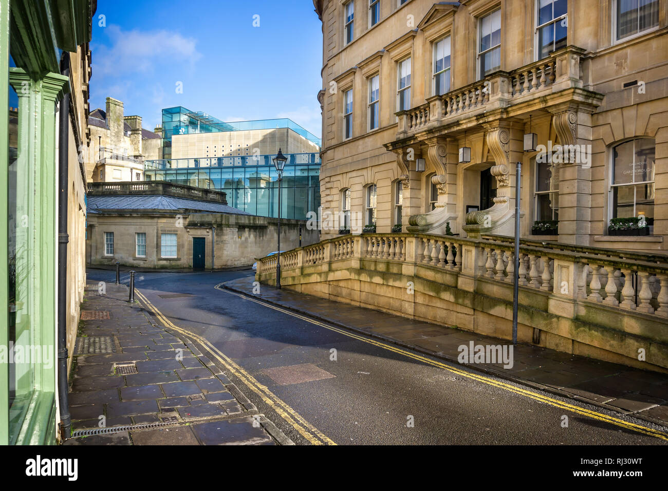 View down Hot Bath Street towards the roof top spa swimming pool in ...