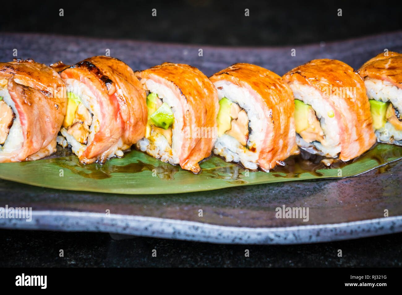 Matsusaka and wagyu beef sushi roll - Japanese food style Stock Photo ... Matsusaka and wagyu beef sushi roll - Japanese food style Stock Photo ...