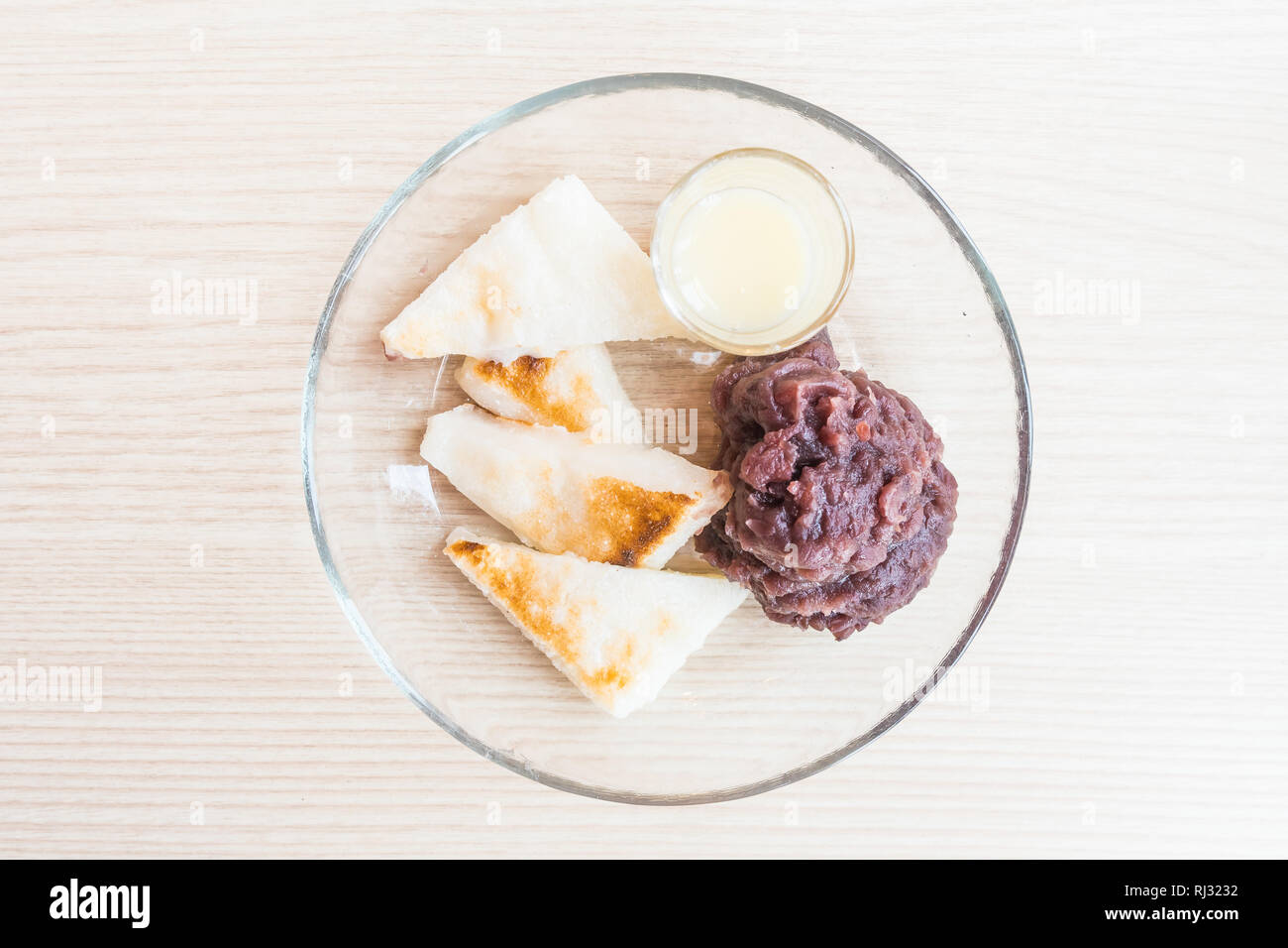Moji with red bean and sweet sauce - Japanese dessert style Stock Photo ...
