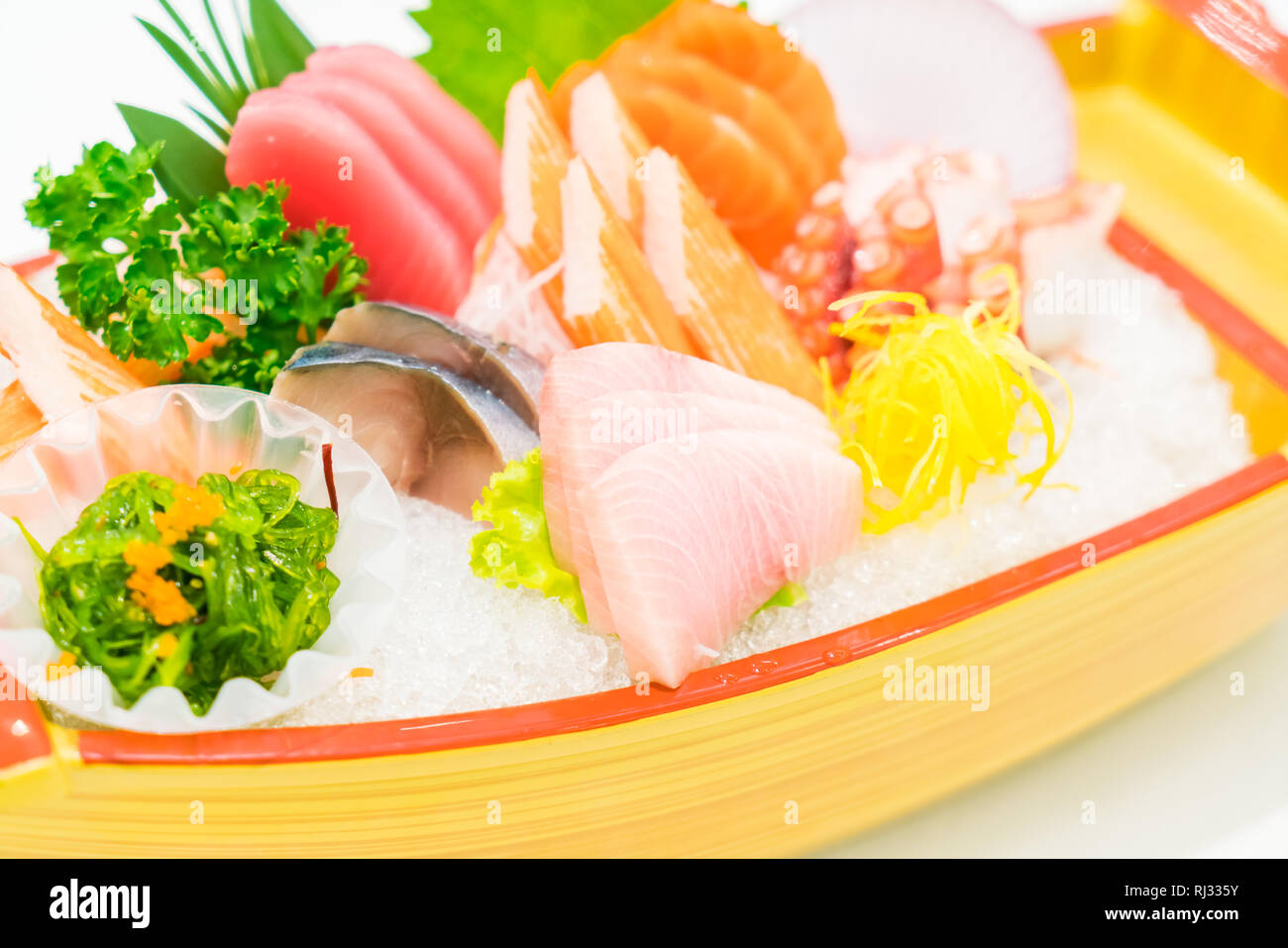 Raw fresh fish sashimi japanese food - soft focus point Stock Photo - Alamy
