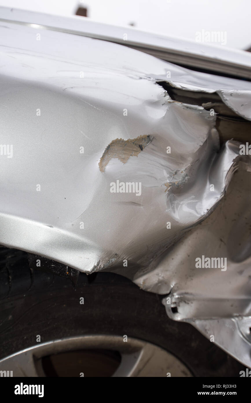 Car Crash; Damage and details after a vehicle accident Stock Photo - Alamy