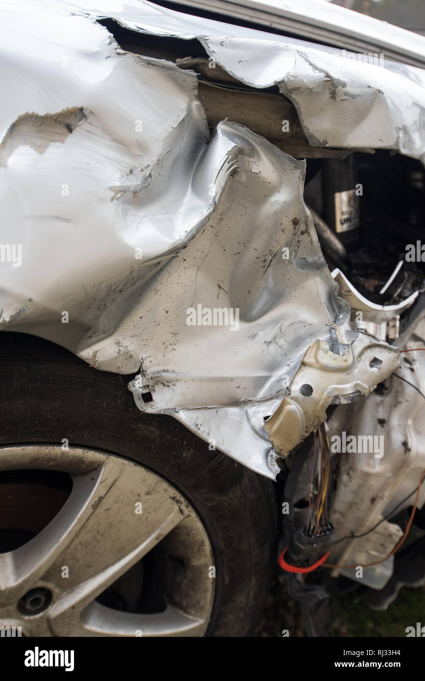 Car Crash; Damage and details after a vehicle accident Stock Photo - Alamy