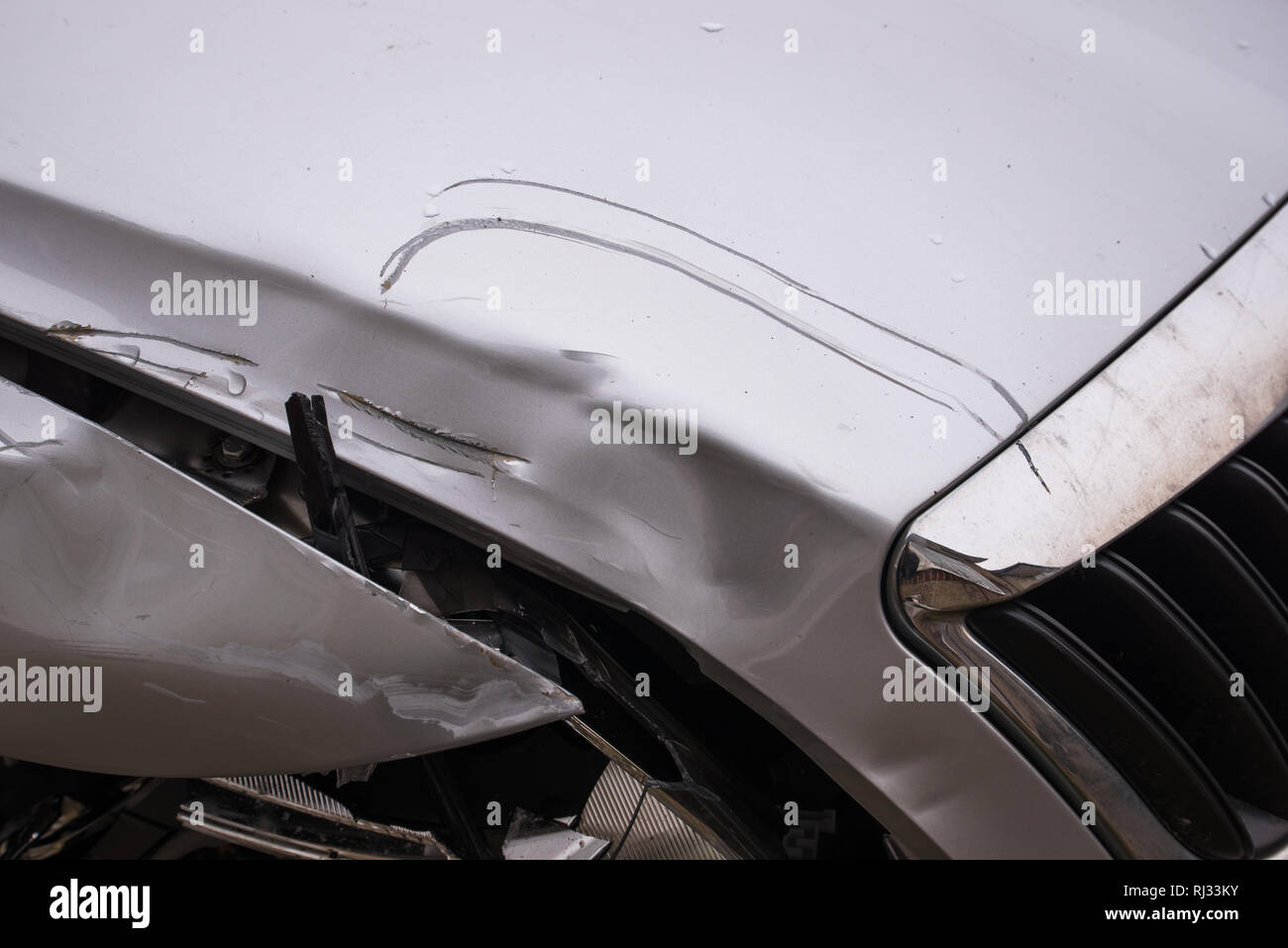 Car Crash; Damage and details after a vehicle accident Stock Photo - Alamy