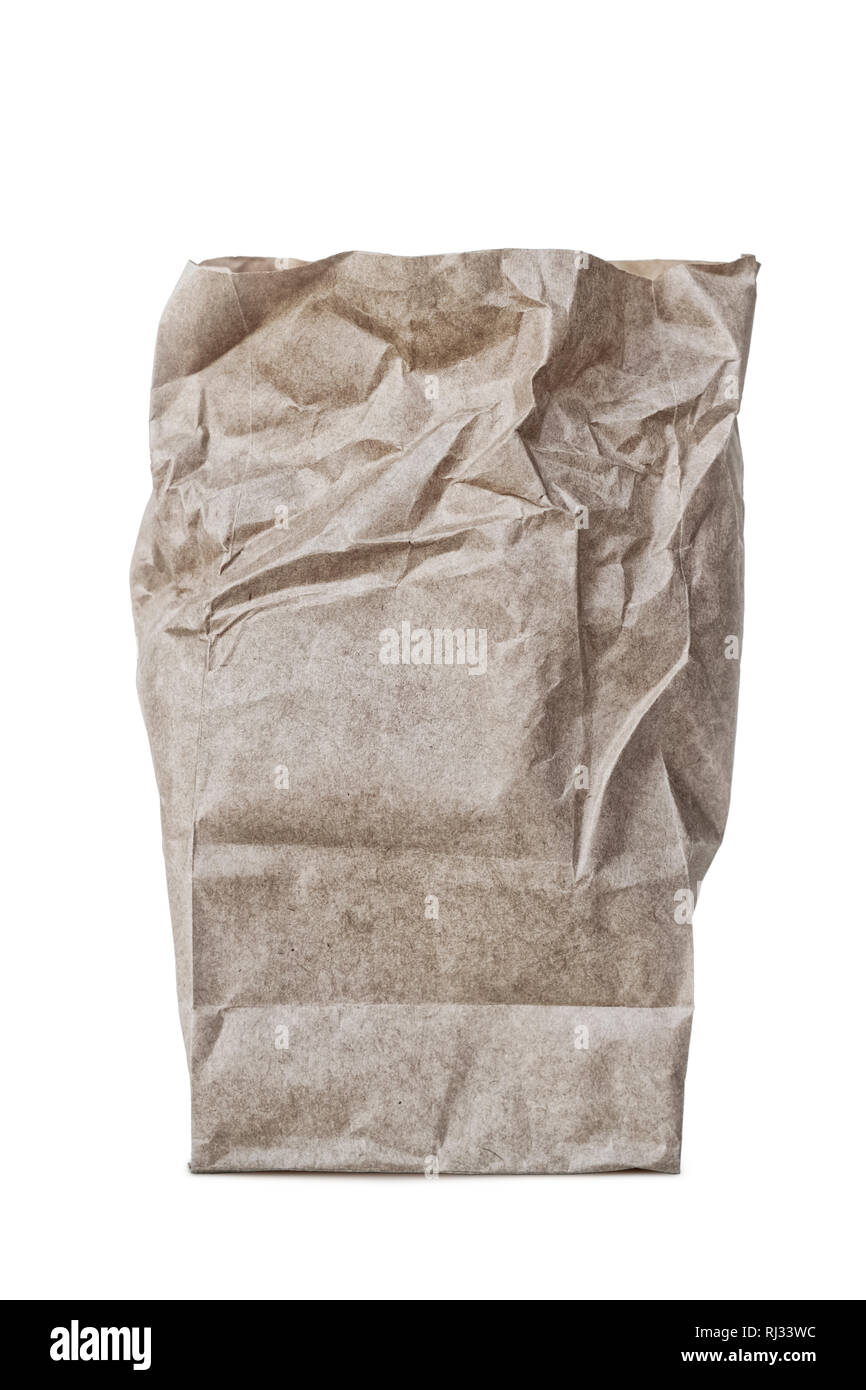 Kraft brown package with rectangular bottom isolated on white ...