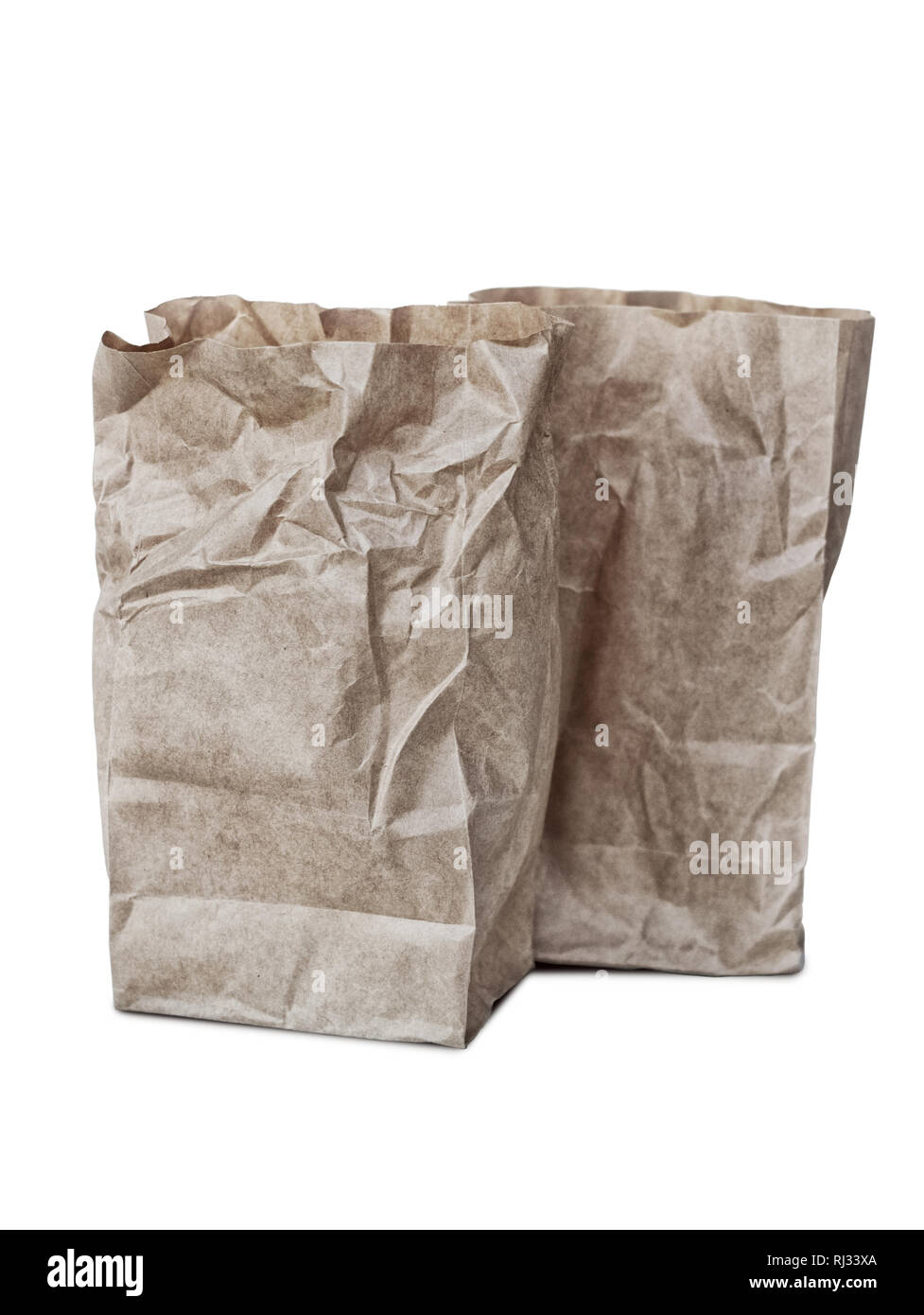 Two kraft brown package with rectangular bottom isolated on white ...