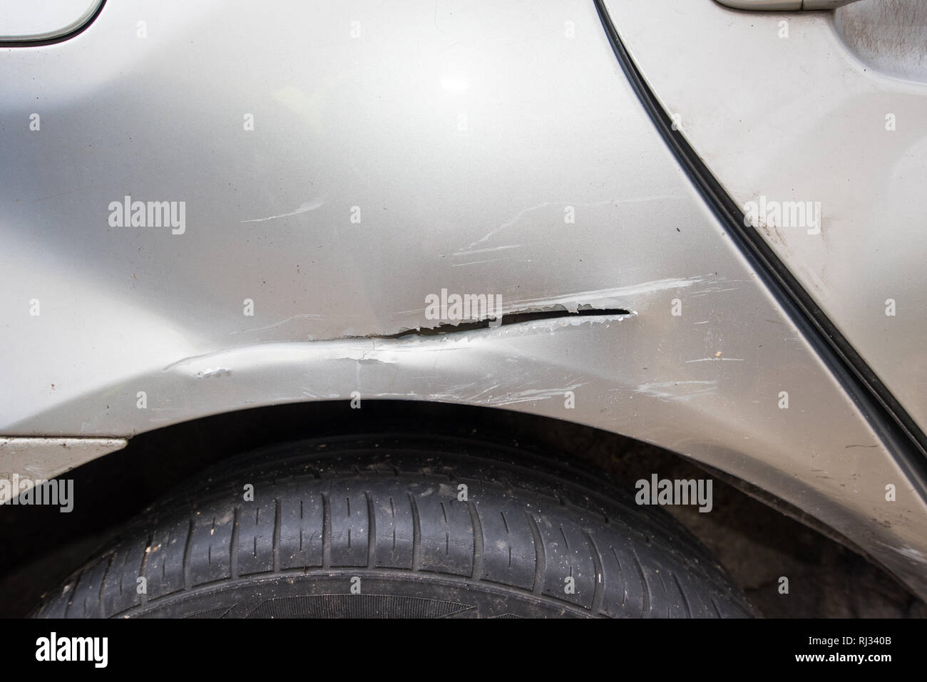 Car Crash; Damage and details after a vehicle accident Stock Photo - Alamy