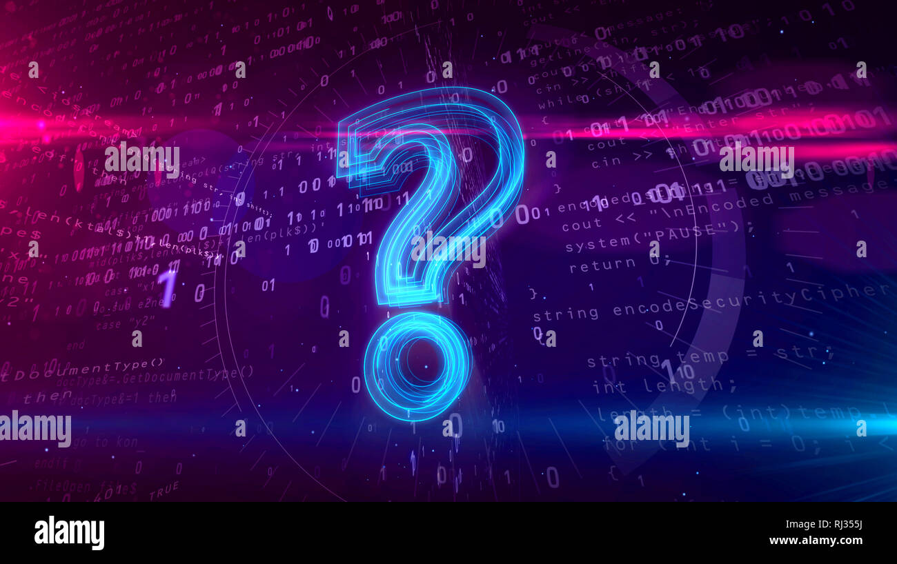 Question mark sign on digital background. Abstract concept of internet ...
