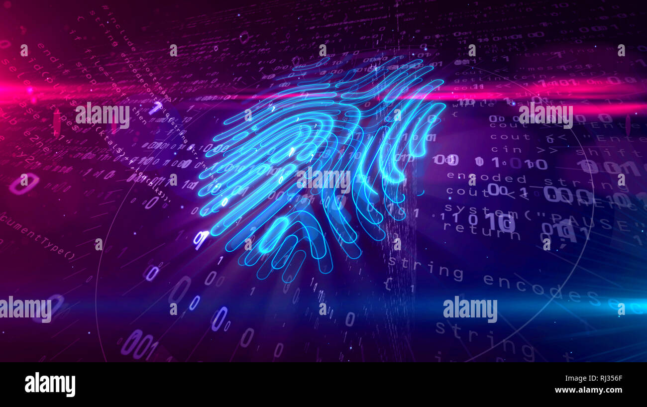 Cyber protection by fingerprint identification on digital background ...