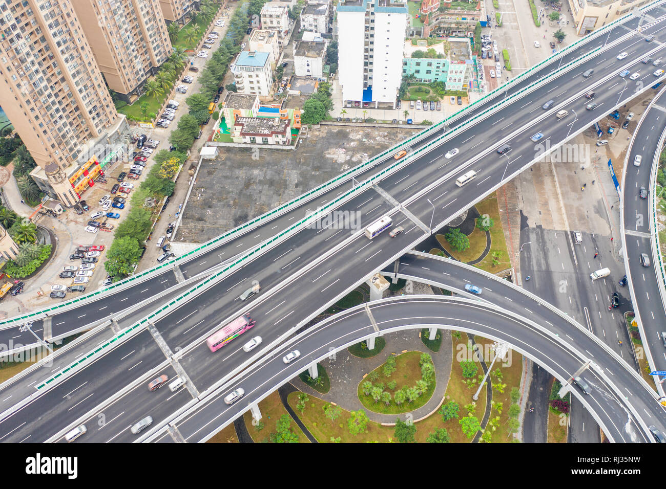 Highway interchange aerial Stock Photo - Alamy