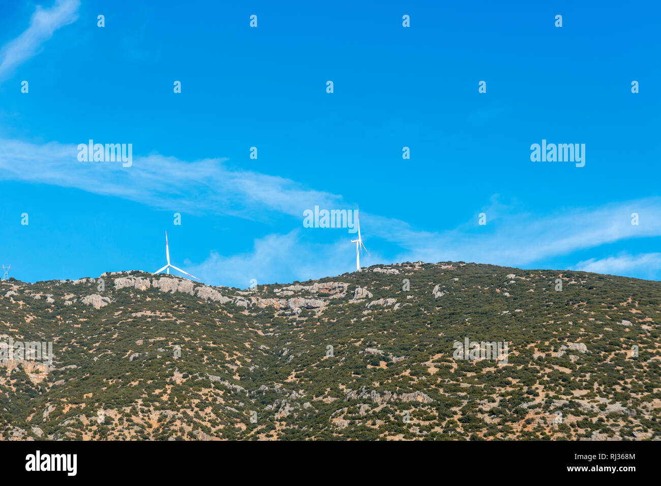 Wind turbines in operation on mountain Stock Photo - Alamy