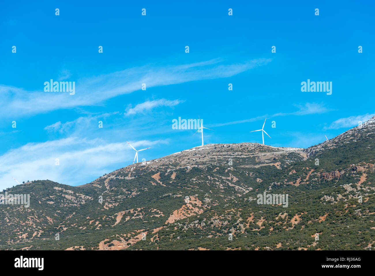 Wind turbines in operation on mountain Stock Photo - Alamy