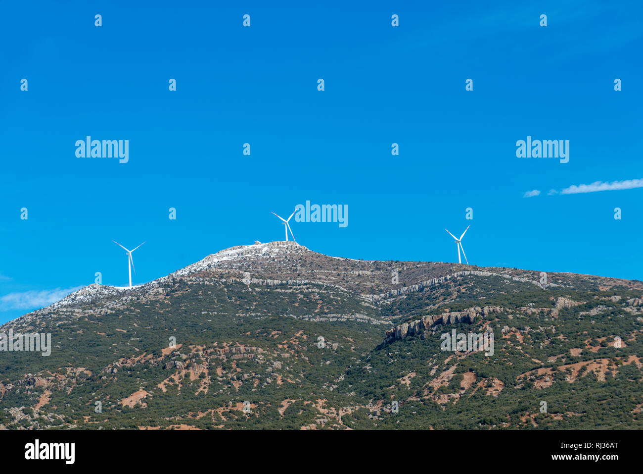 Wind turbines in operation on mountain Stock Photo - Alamy