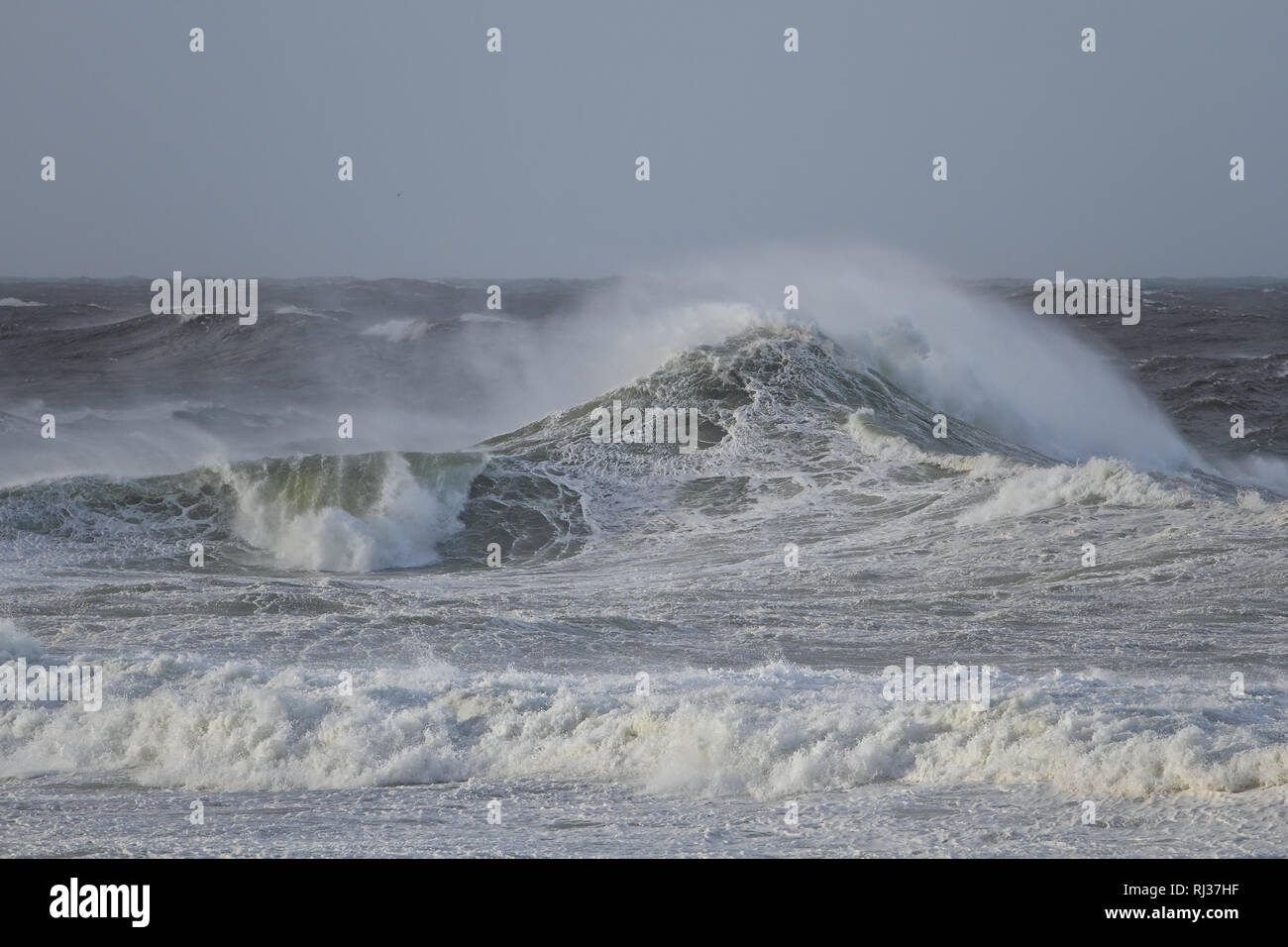 Rough sea with big windy waves. Portuguese coast Stock Photo - Alamy