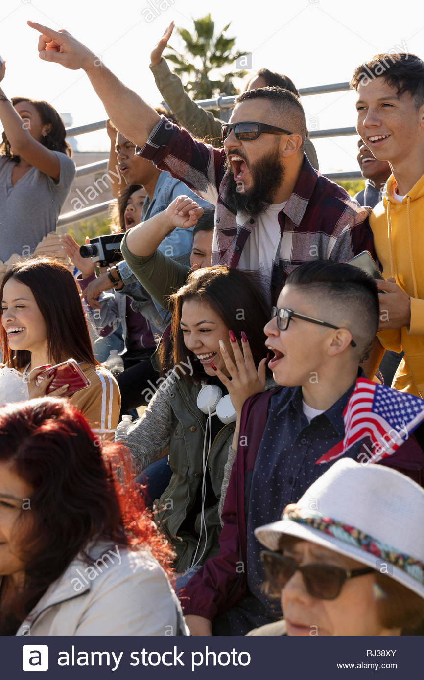 Crowd People Sitting In Bleachers Stock Photos & Crowd People Sitting ...