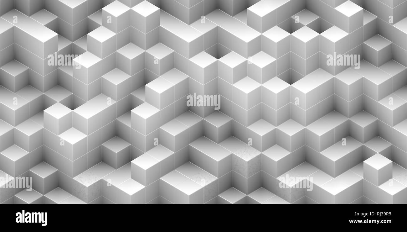 Cubes seamless background - white, randomly stacked structure - 3d ...