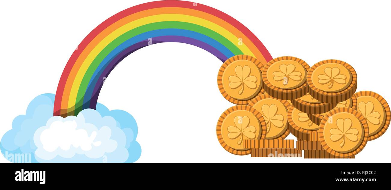 rainbow with coins isolated icon Stock Vector Image & Art - Alamy