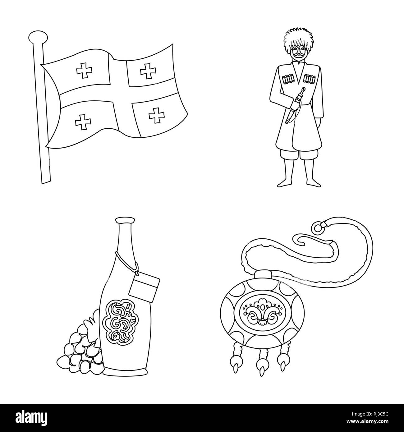 Vector illustration of traditions and national logo. Set of traditions ...