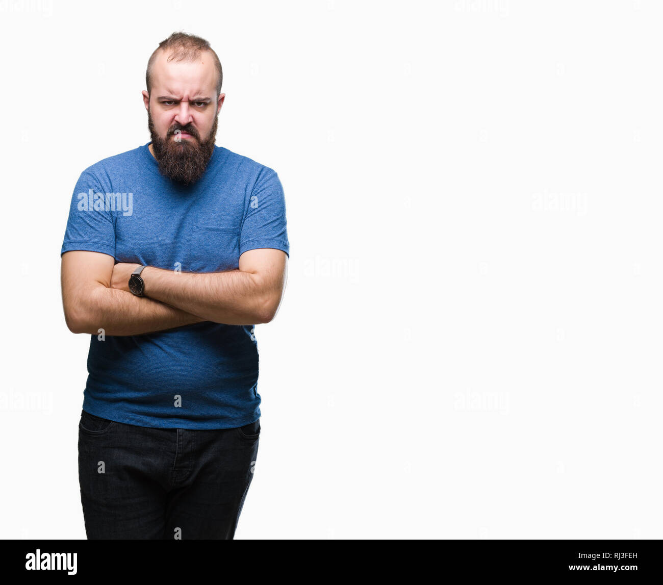 Young caucasian hipster man over isolated background skeptic and ...