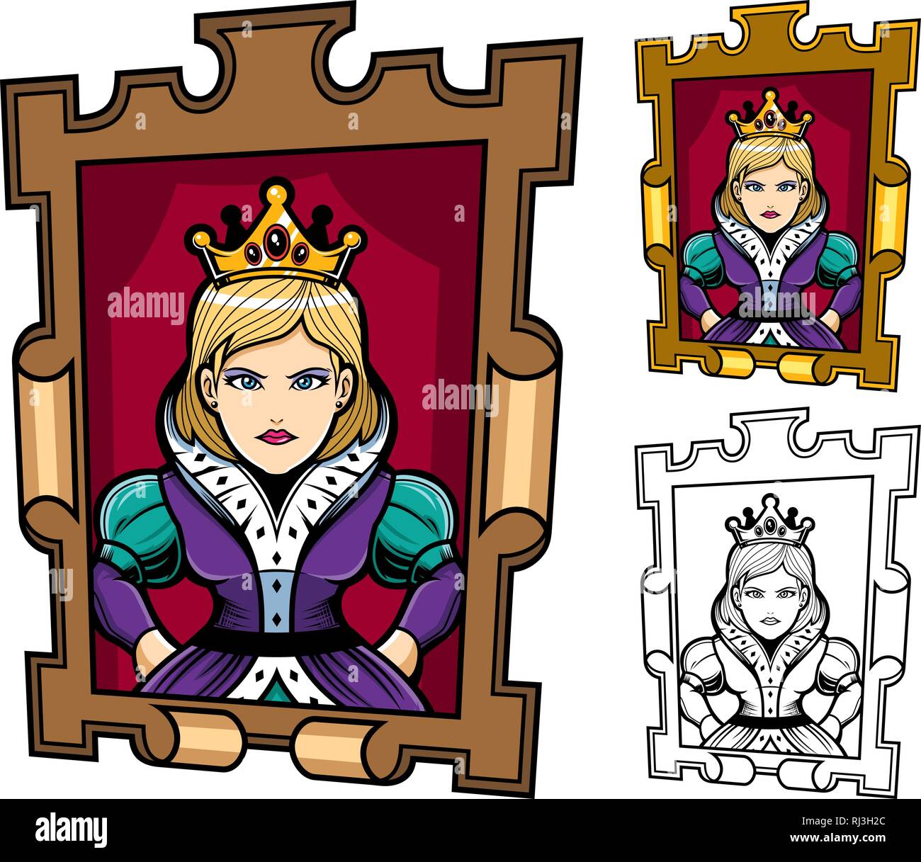 Queen Cartoon Portrait Stock Vector Image & Art - Alamy