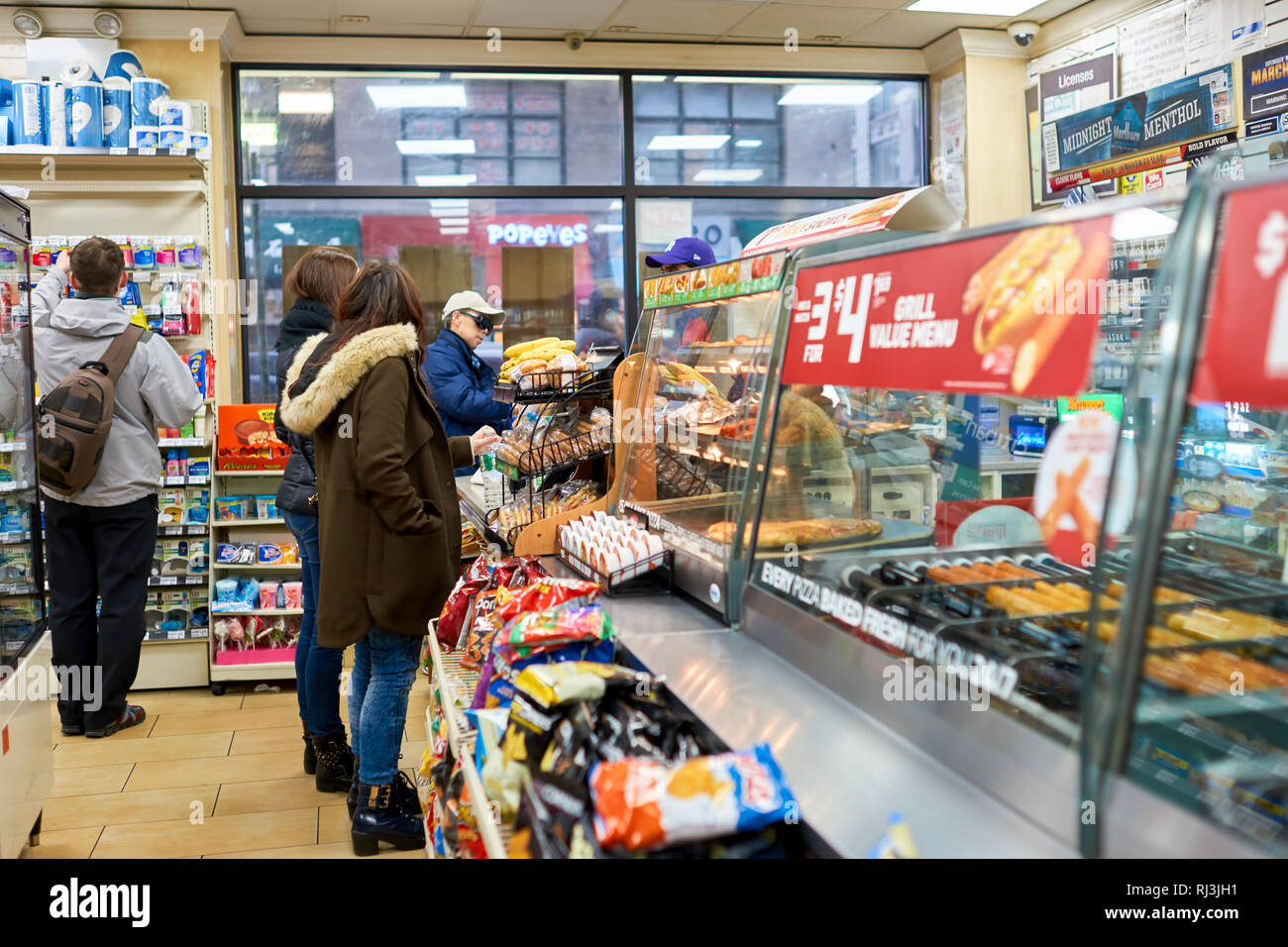 NEW YORK - CIRCA MARCH 2016: inside of 7-Eleven shop. 7-Eleven (7-11 ...