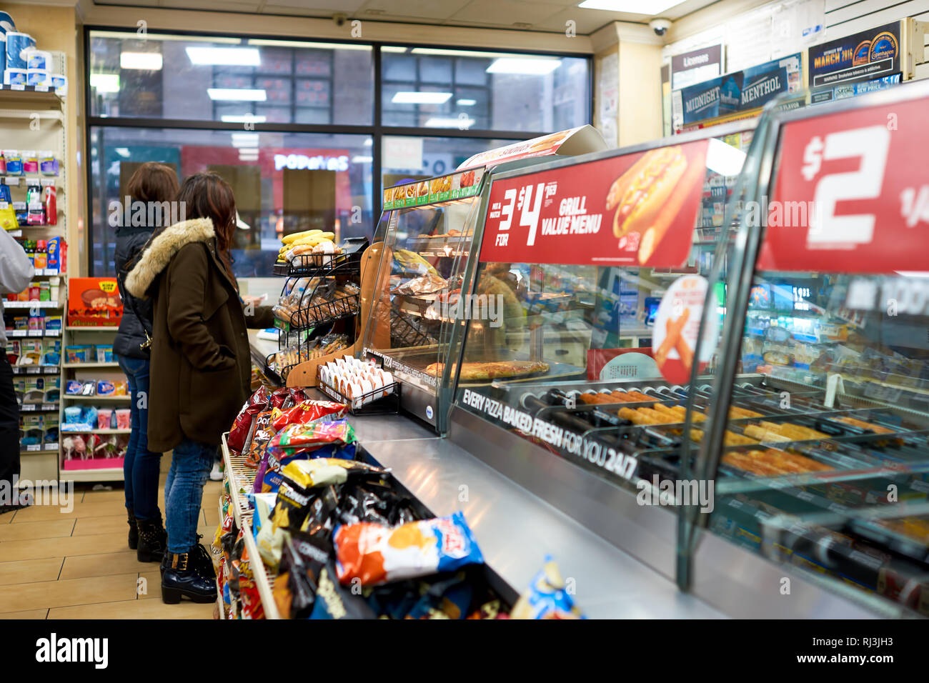 NEW YORK - CIRCA MARCH 2016: inside of 7-Eleven shop. 7-Eleven (7-11 ...