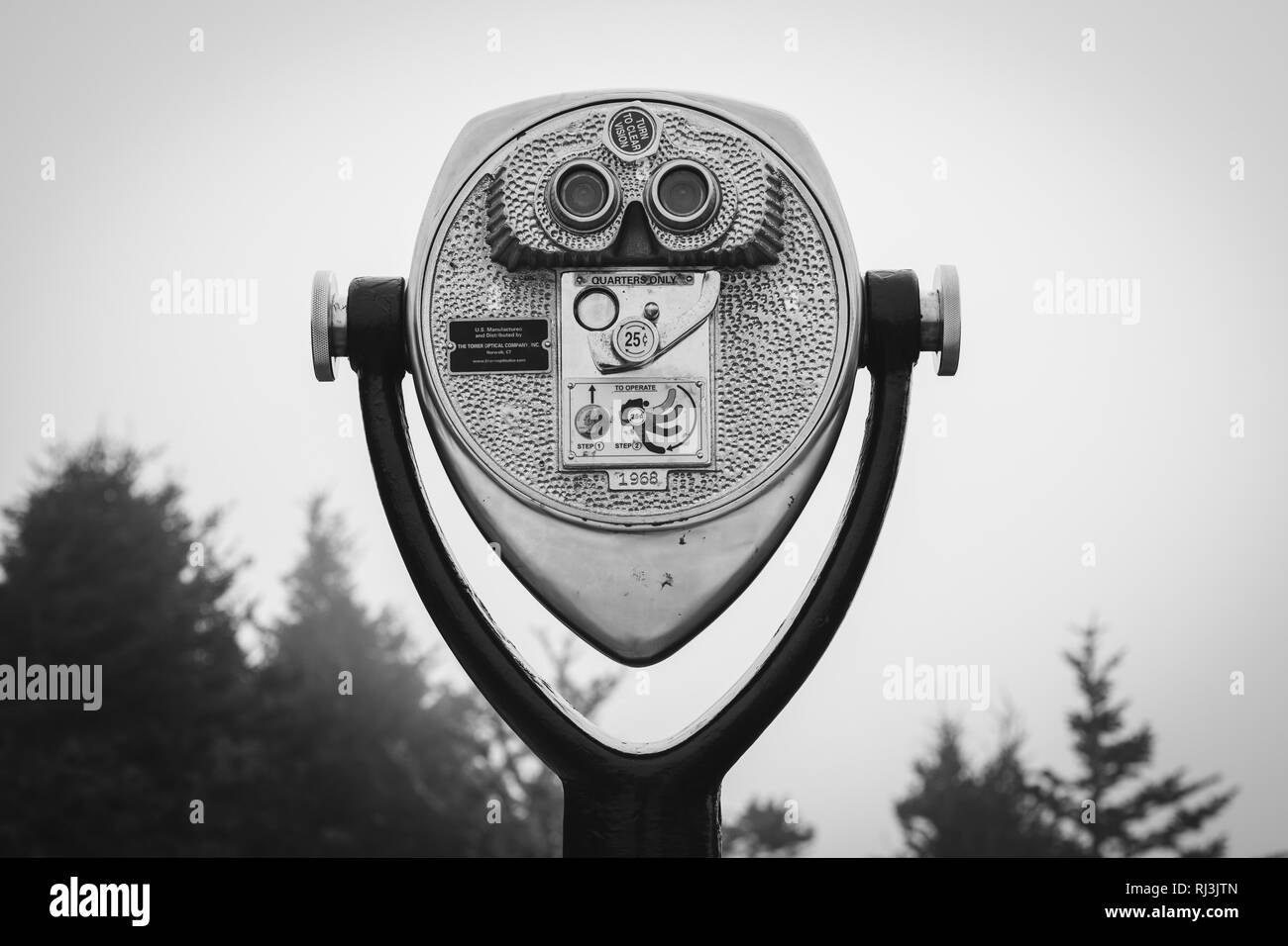 Coin operated binoculars on Grandfather Mountain, North Carolina Stock ...
