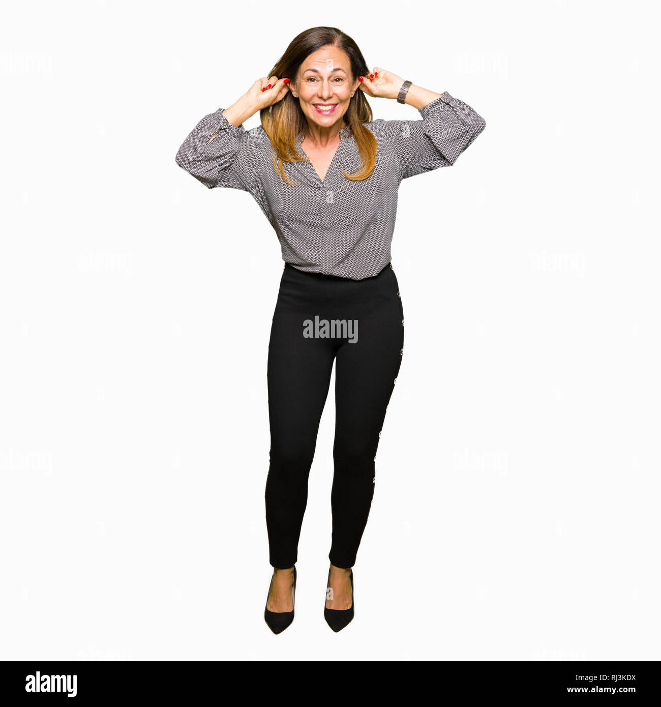Woman pulling ears Cut Out Stock Images & Pictures - Alamy