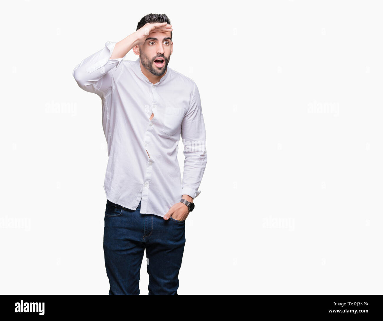 Young business man over isolated background very happy and smiling ...