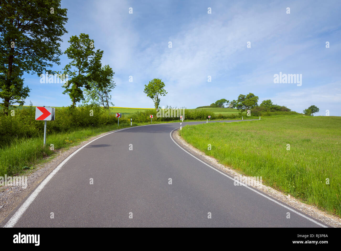 Winding Country Road in Spring, Karbach, Boppard, Rhein-Hunsrueck ...